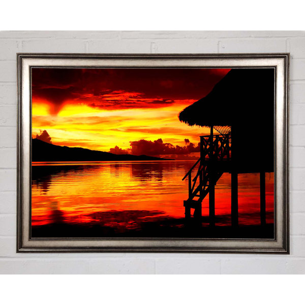 Haus am Meer Rote Strandhütte Ozean Gerahmter Druck | Wayfair.de